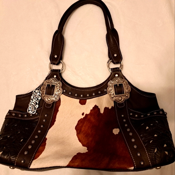 American West | Bags | American West Cowhide Satchel Shoulder Bag ...